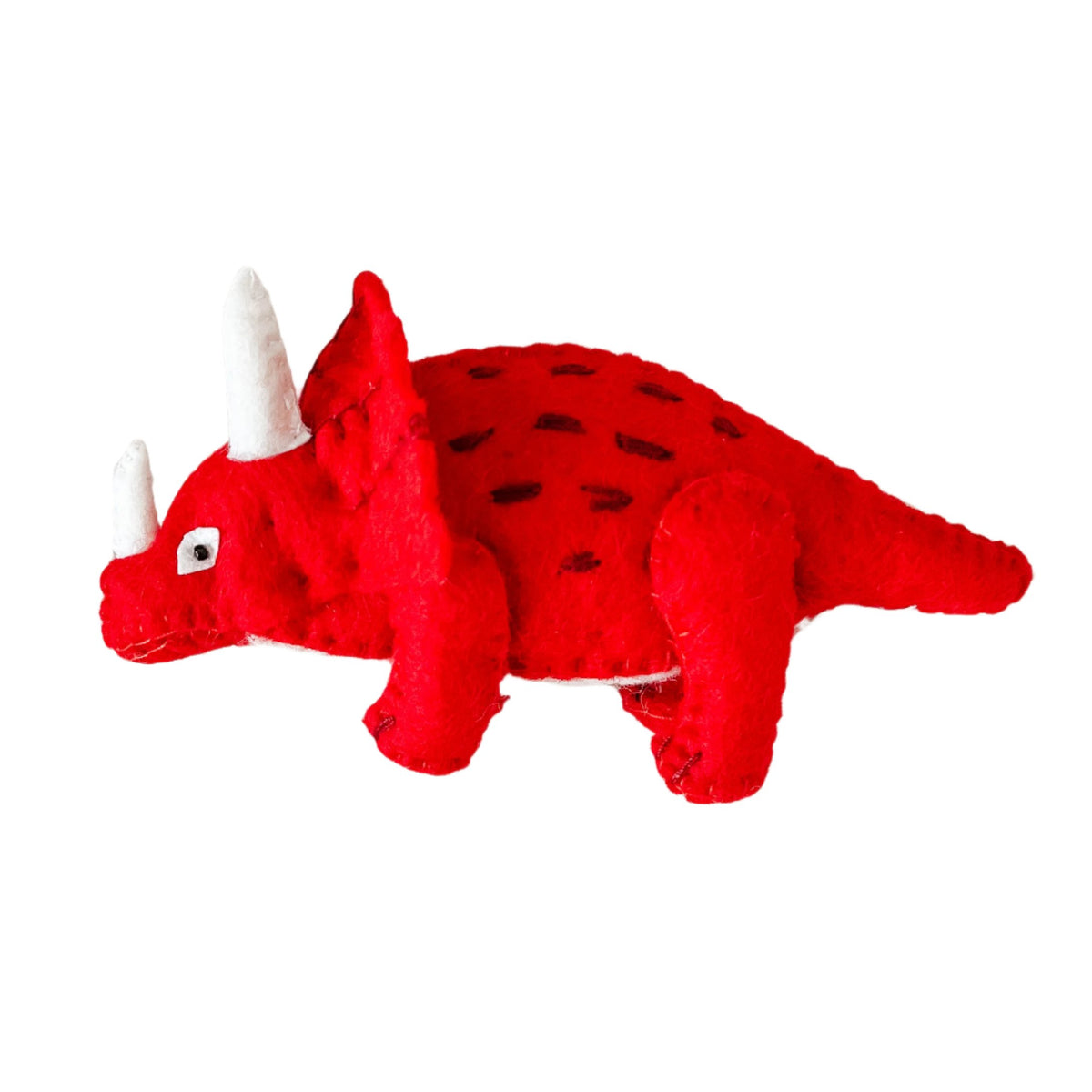 Red Triceratops Ornament – Autumn Blue Design